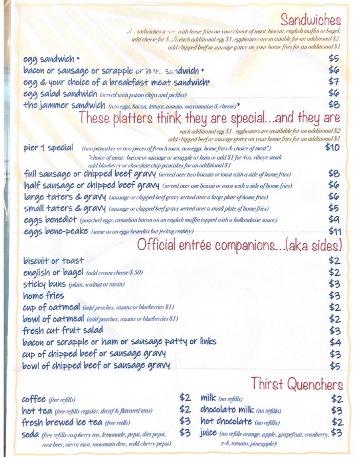 Breakfast Menu | Pier 1 Restaurant