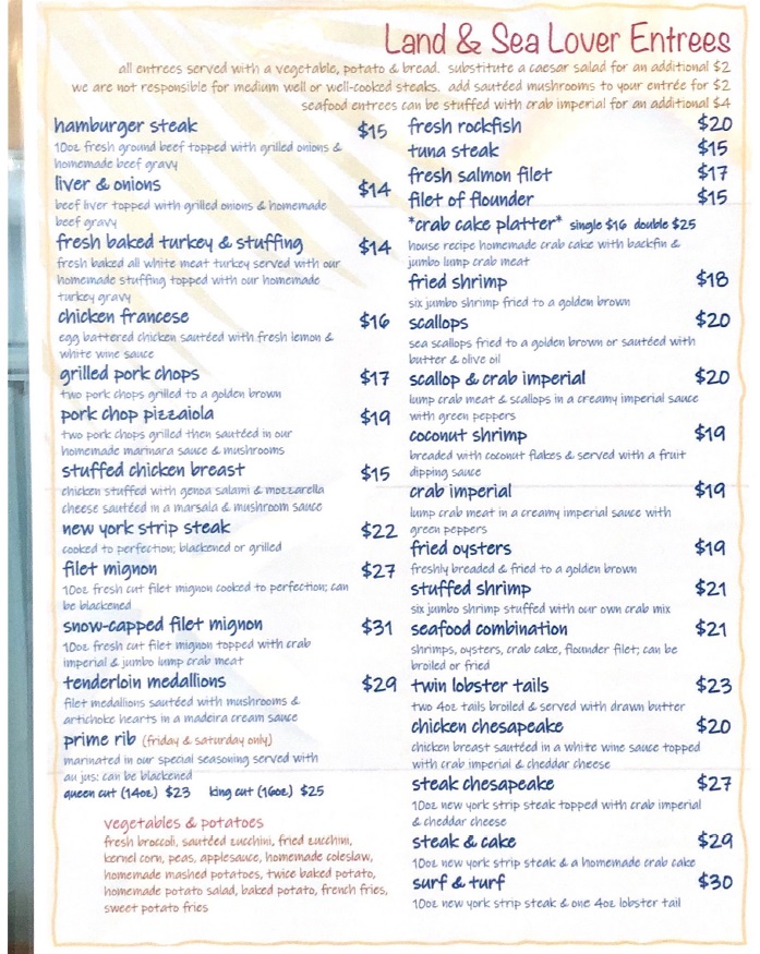 Lunch & Dinner Menu | Pier 1 Restaurant